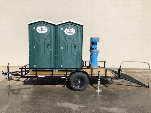 2-Stall Mobile Restroom & Handwash Trailer | Texas Outhouse
